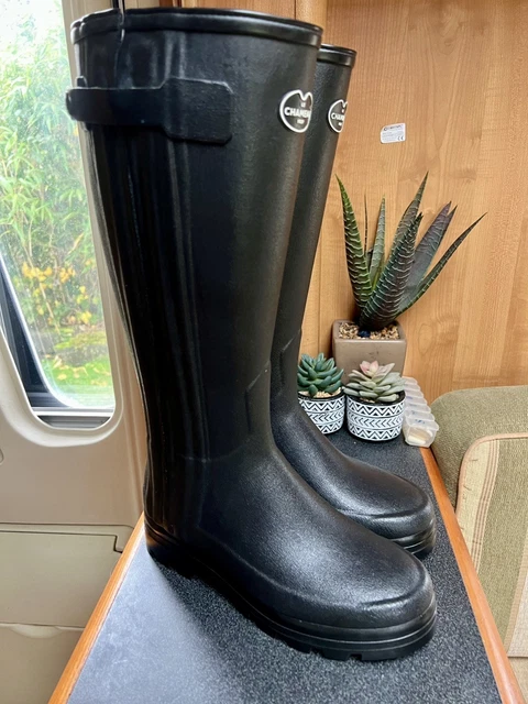 LE CHAMEAU CHASSEUR Neoprene Lined Wellies UK Size 7 Full Zip Calf 44cm ...
