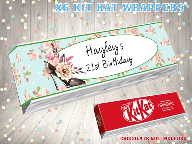 PERSONALISED SHABBY CHIC Kit Kat Label / Wrapper Ideal Party Bag Filler ...