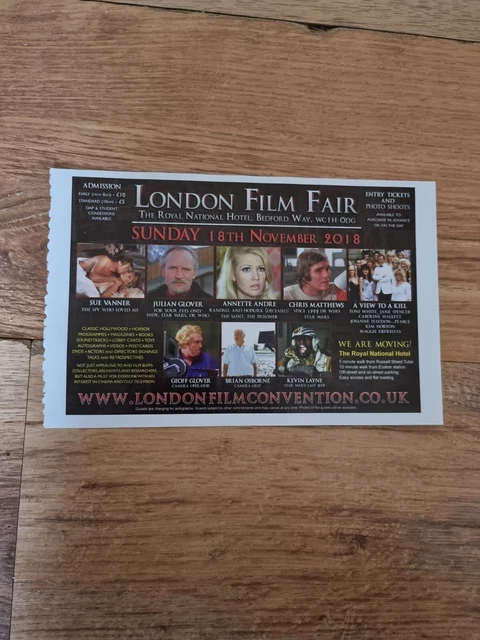 TNEWM32 ADVERT 5X8 London Film Fair 2018: Geoff Glover. Kevin Layne £5. ...