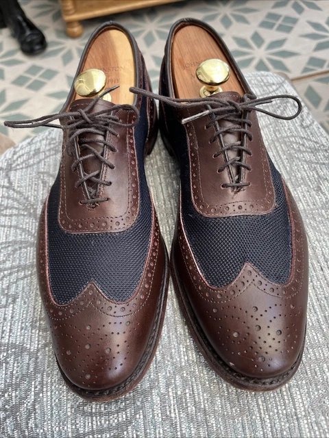 VINTAGE ALLEN EDMONDS Strawfut Leather and Navy Mesh Dress Shoes UK ...