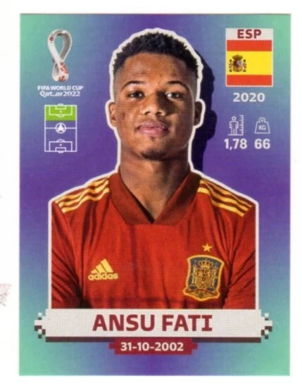 STICKER PANINI FIFA World Cup QATAR 2022 #ESP 17 Ansu FATI Spain EUR 1,00 - PicClick DE