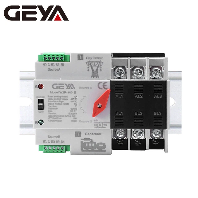 GEYA AUTOMATIC TRANSFER Switch Dual Power 3P 100A 230V 50Hz Grid to AC Generator EUR 37,81 ...