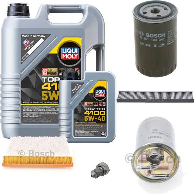 BOSCH INSPECTION SET 6L Liqui Moly Top Tec 4100 5W-40 pour VW Sharan 1.9 EUR 255,88 - PicClick FR