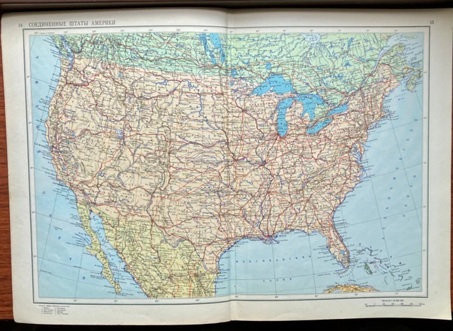 VINTAGE SOVIET MAP Atlas America 1975 £30.00 - PicClick UK