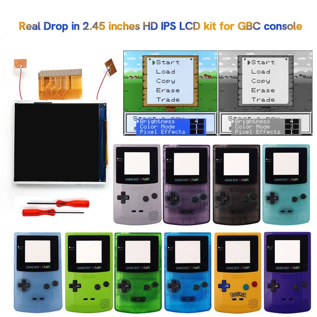 2.45& GAMEBOY COLOR GBC IPS Backlight LCD Screen Kits NO SOLDER Built ...