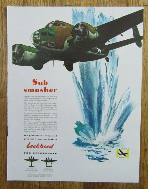 1943 LOCKHEED AIRCRAFT CORPORATION Hudson Bomber Sub Smasher Magazine ...