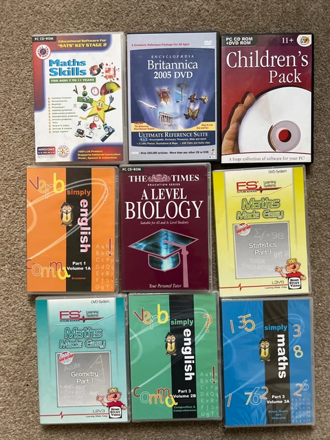 DVD BUNDLE X9 - Children's Education - Maths Made Easy, A Level Biology ...
