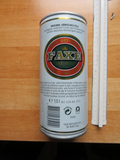 GROSSE BIERDOSE LEERE Dose Blechdose Aludose Bier 1 Liter FAXE Preminum ...