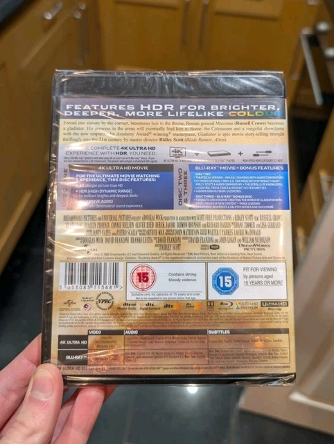 GLADIATOR (4K UHD Blu-ray) Russell Crowe Oliver Reed Connie Nielsen ...