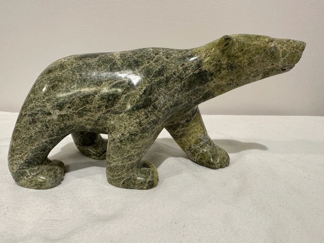 AUTHENTIC INUIT (ESKIMO) Soapstone Carving SMALL POLAR BEAR - Tommy ...