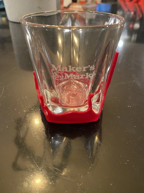 MAKERS MARK RED Wax Drip Bourbon Whiskey Tumbler Glass Bar Kentucky £16 ...