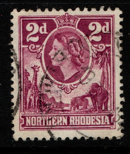 NORTHERN RHODESIA 1953 Queen Elizabeth II 2d SG64 Used see note EUR 0 ...
