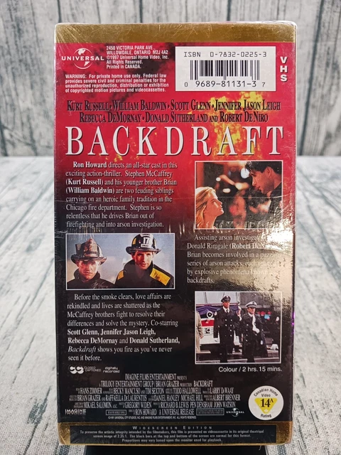 BACKDRAFT (VHS, 1991, Widescreen) Kurt Russell, Robert DeNiro - Brand ...