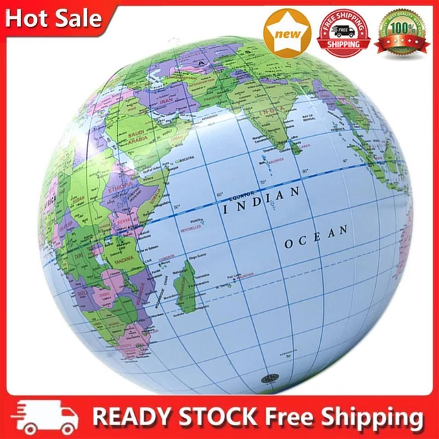 INFLATABLE GLOBE WORLD Earth Ocean Map Beach Ball Geography Kid ...