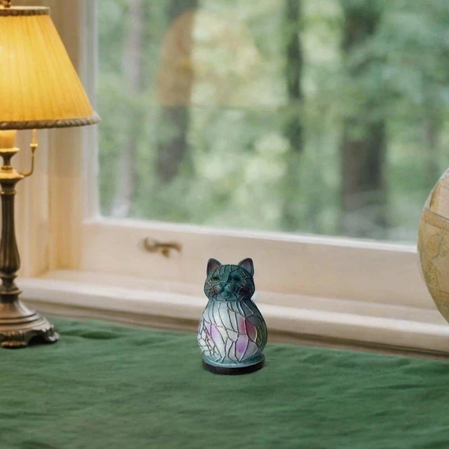 CAT FIGURINE NIGHT Light Collection NightStand Light Art Tabletop Lamp ...