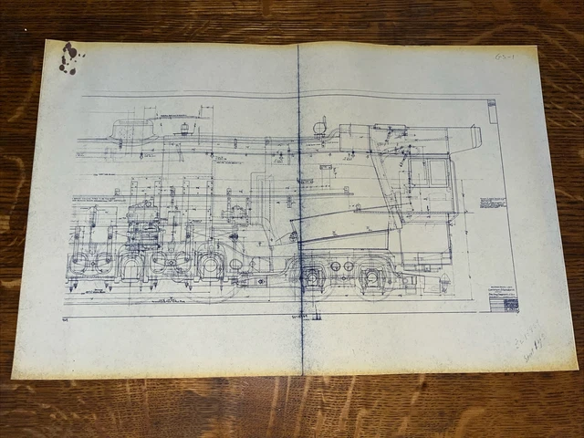 ORIGINAL VINTAGE RAILROAD Locomotive Train Blueprint Diagram Drawing 17 ...