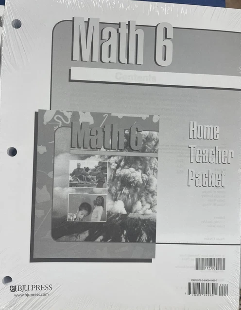 MATH 6 SECOND Edition Home Teacher Packet Shrink Wrapped BRAND NEW ...