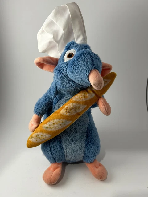 DISNEY PIXAR RATATOUILLE Remy Remi Rat With Bread White Hat Soft Plush ...
