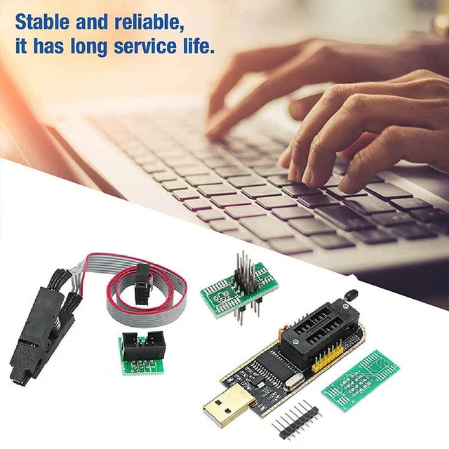 CH341A BIOS USB Programmer Flasher EEPROM SOIC8 Clip Adapter Kit 24 25 ...