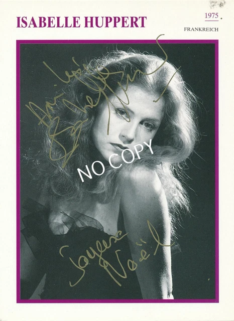 100% AUTOGRAPHE ORIGINAL Autographe Carte Dédicacé Isabelle Huppert E1 ...