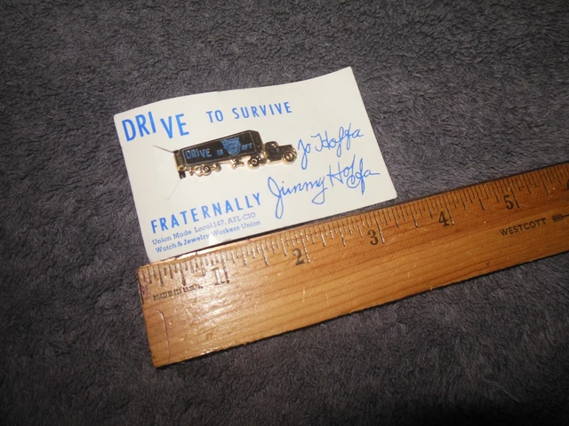 VINTAGE TEAMSTERS UNION Jimmy & Jo Hoffa Tie Pin IBT on Card Unused ...