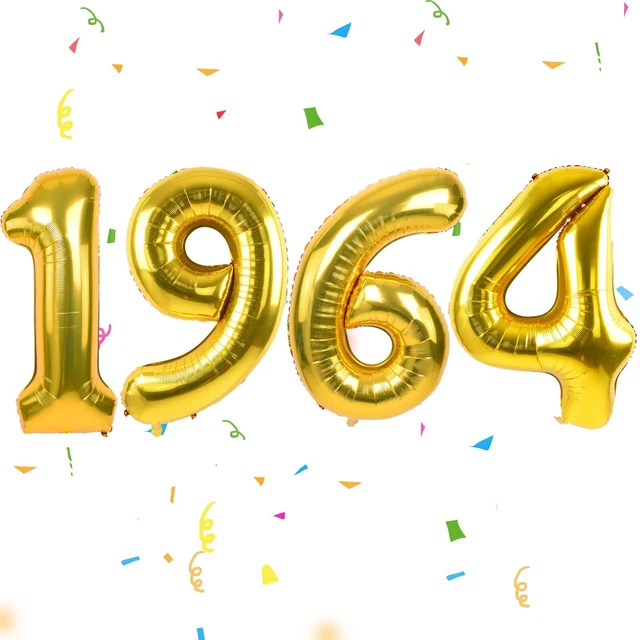 60TH BIRTHDAY BALLOONS Gold 1964 Balloon Banner 60th Birthday Party ...