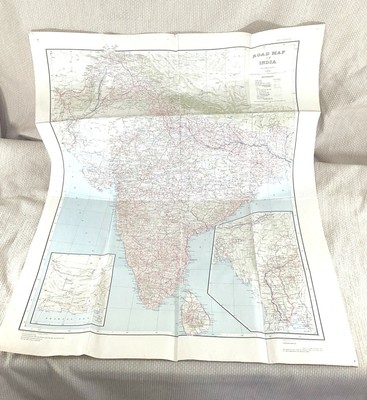 1942 WW2 MAP of India Rare Large Indian Road Map Ceylon Rangoon Bombay ...