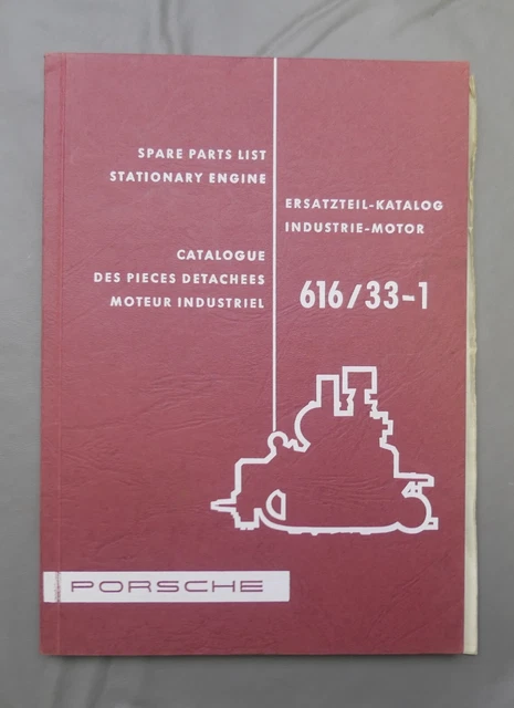 PORSCHE 616/33-1 INDUSTRIAL Motor Spare Parts List Catalog - May, 1964 ...