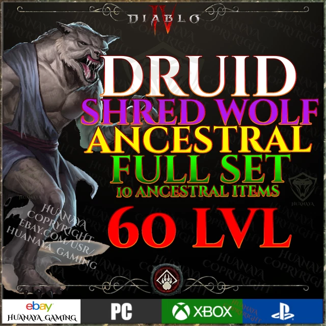 DIABLO 4 🐺 Shred Werewolf Druid 🐺 Full Ancestral Set 🐺 Item 🐺 Season ...