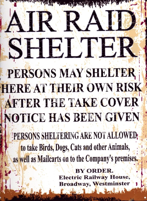 AIR RAID SHELTER WARTIME METAL SIGN 8x10in ww2 pub bar shop cafe garage ...