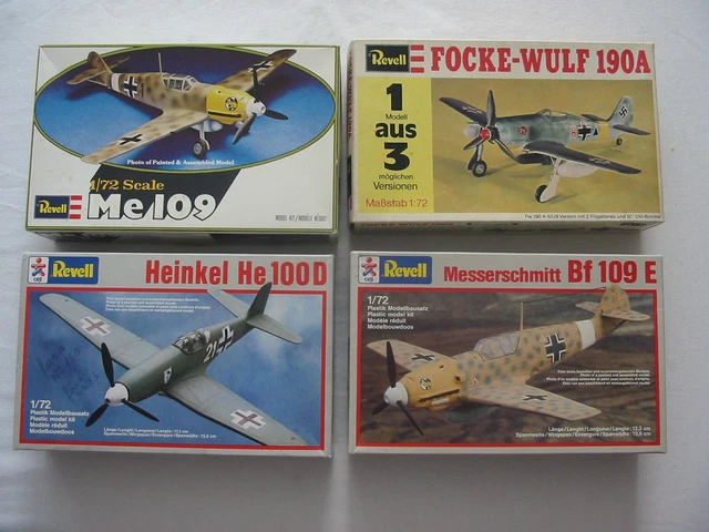 REVELL MESSERSCHMITT BF 109 E HEINKEL 100 D FOCKE WULF FW 190 A 1/72 ...
