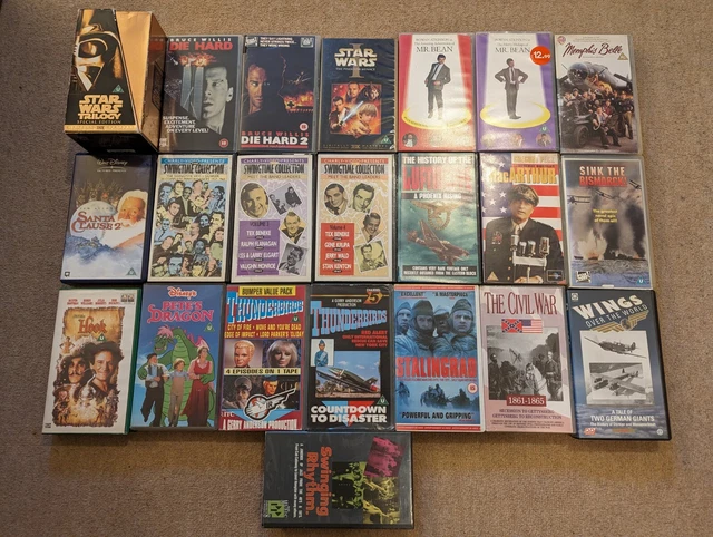 VHS VIDEO TAPE bundle Mr Bean Star Wars Die Hard Stalingrad Bismarck ...