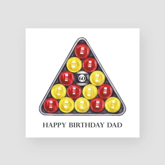 PERSONALISED SNOOKER 60TH Birthday Card For Handmade Pool Gift For ...