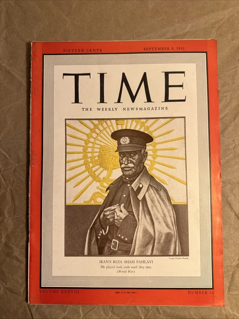 TIME MAGAZINE SEPTEMBER 8, 1941 Iran’s Reza Shah Pahlavi £238.73 ...