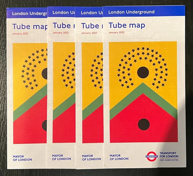 4-PACK JAN 2022 London Underground Tube Map with Northern Line Bank ...