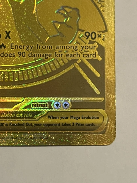 GOLD MEGA CHARIZARD X EX 130/094 Me02: Phantasmal Flames Holo ENGLISH ...