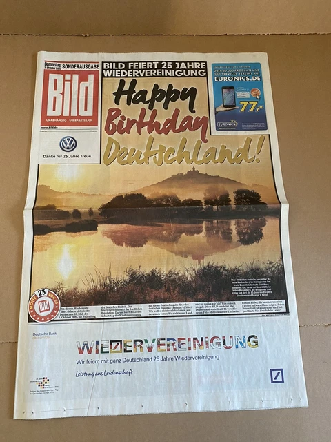 BILD ZEITUNG 1.10 2015 (Sonderausgabe) 25 Jahre Wiedervereinigung ...