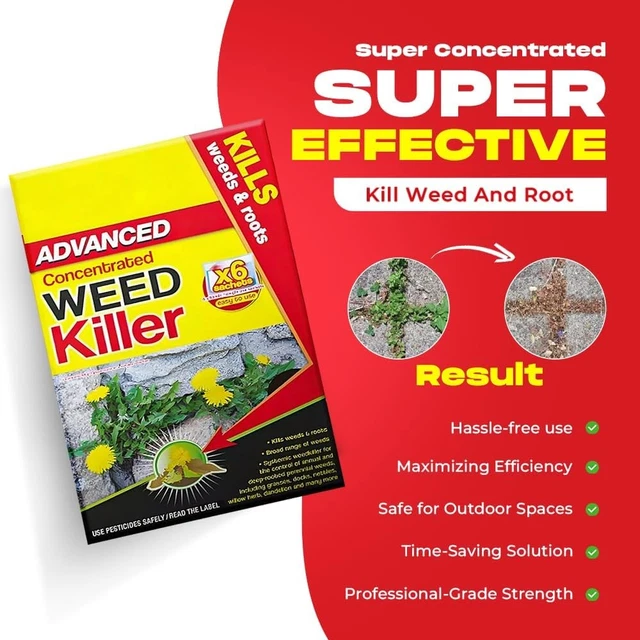WEEDKILLER 80ML X 6 Sachets High-Strength Glyphosate - Fast-Acting Weed ...