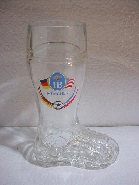 RARE HOFBRAUHAUS HB MUNCHEN 0.5l SOCCER FOOTBALL Boot Beer Glass ...