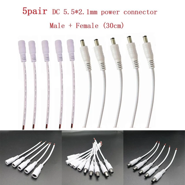 DC MALE ET Prise Femelle Prise Jack Fil Connecteur Cable LED CCTV ...