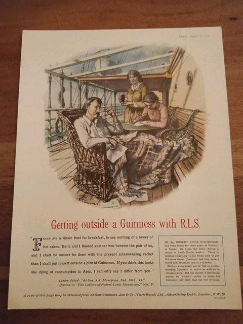 GUINNESS ORIGINAL 1955 Print Advertising Poster Advert Robert Louis ...