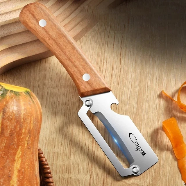2 IN 1 Vegetable Peeler Steenless Steel Wooden Handle Bottle Opner Uk £ ...