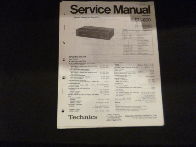ORIGINAL SERVICE MANUAL Schaltplan Technics SU-V97 £9.26 - PicClick UK