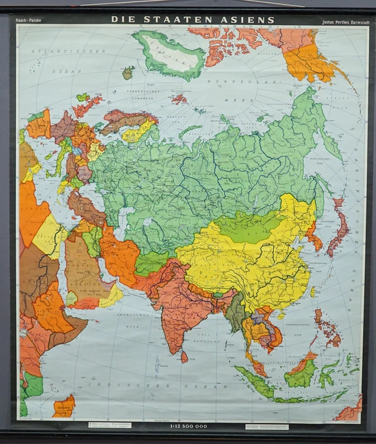 VINTAGE MAP COUNTRIES of Asia Asian States Wall Chart Poster £160.48 ...