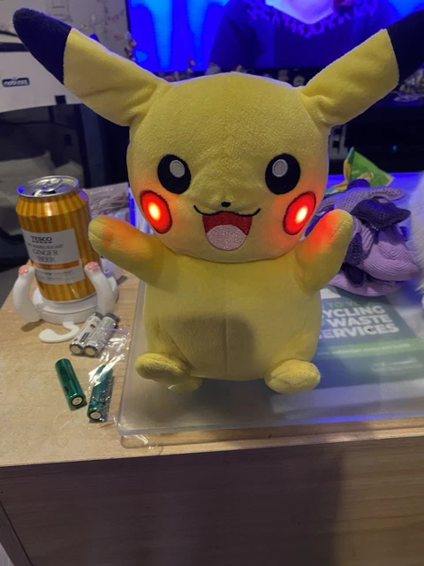 POKEMON PIKACHU PLUSH Stuffed Toy TOMY Talking Light Up Cheeks 11 ...