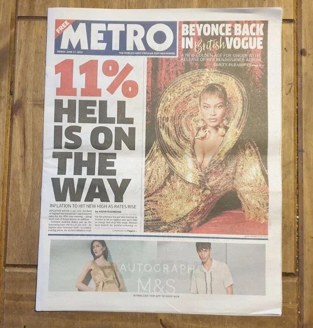 METRO NEWSPAPER - June 17th 2022 £5.00 - PicClick UK