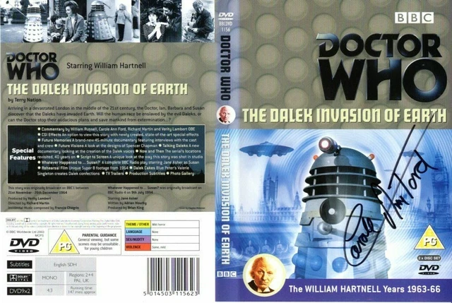 DOCTOR WHO: DALEK INVASION OF EARTH DVD Cover Signed by Carole Ann Ford ...