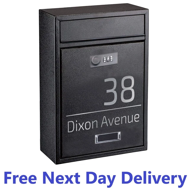 PERSONALISED POST BOX Large Letter Mail Box Steel Lockable Wall Mount ...
