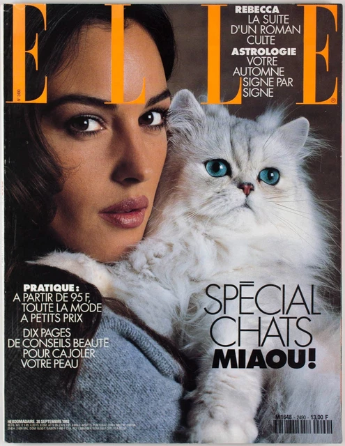 MONICA BELLUCCI CAT FRENCH ELLE magazine FRANCE September 20 1993 ...