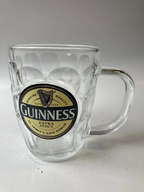 GUINNESS EXTRA STOUT Tankard Beer Mugs Dimpled Glass Dublin Vintage ...